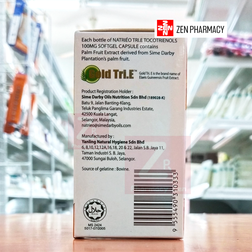 Zen Pharmacy | Natrieo Tri.E (Vitamin E) Tocotrienols 100mg(60 capsules)