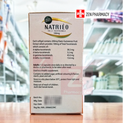 Zen Pharmacy | Natrieo Tri.E (Vitamin E) Tocotrienols 100mg(60 capsules)