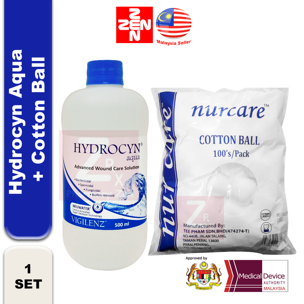 Zen Pharmacy | Hydrocyn Aqua Solution 500ml+Cotton Ball 100's