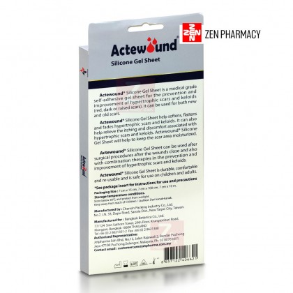 Zen Pharmacy | Actewound Silicone Gel Sheet (7cm X 15cm) 1 PIECE
